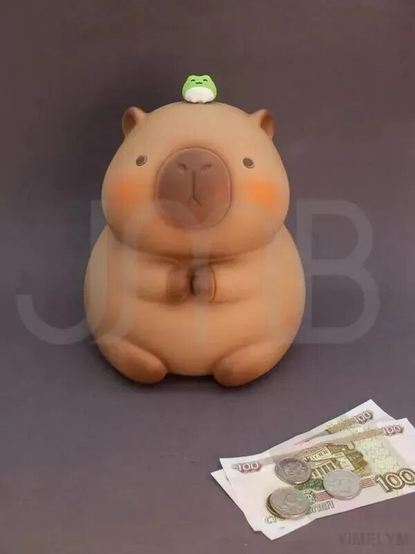 Копилка для денег капибара и лягушка 24 см, 1 шт. Фигурка для декора