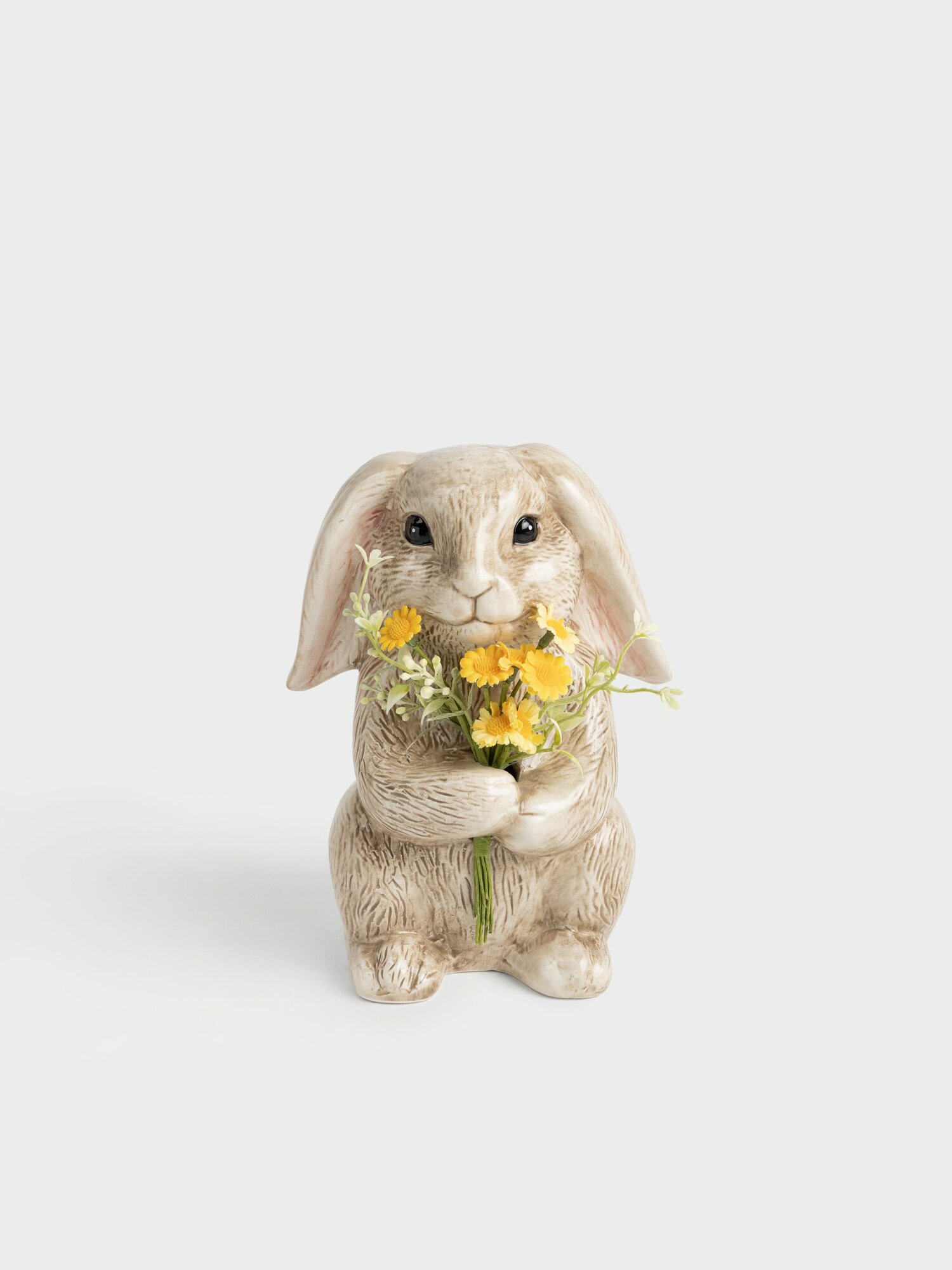 Статуэтка, 22 см, керамика D, бежевая, Кролик с цветами, Rabbit in narcis, Kuchenland