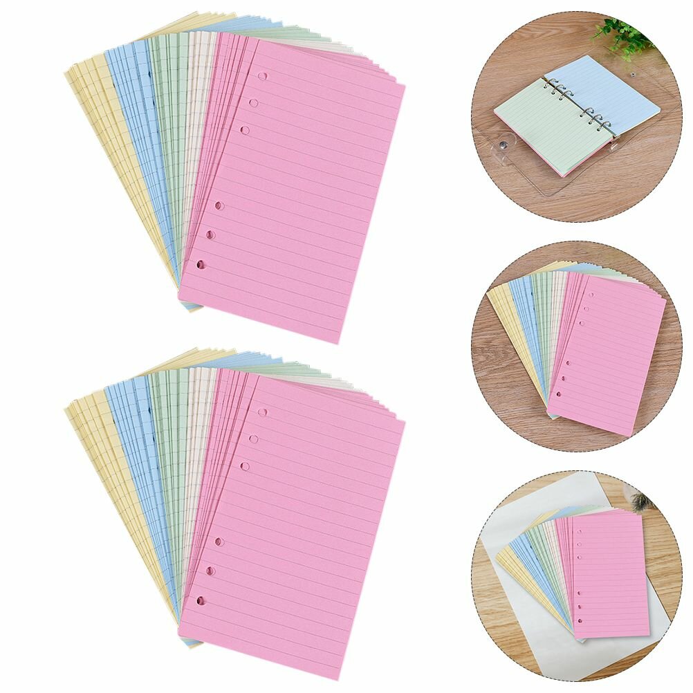 Цветная листовая бумага для блокнота формата а6 с шестью отверстиями, 50 листов в комплекте из 2 штук