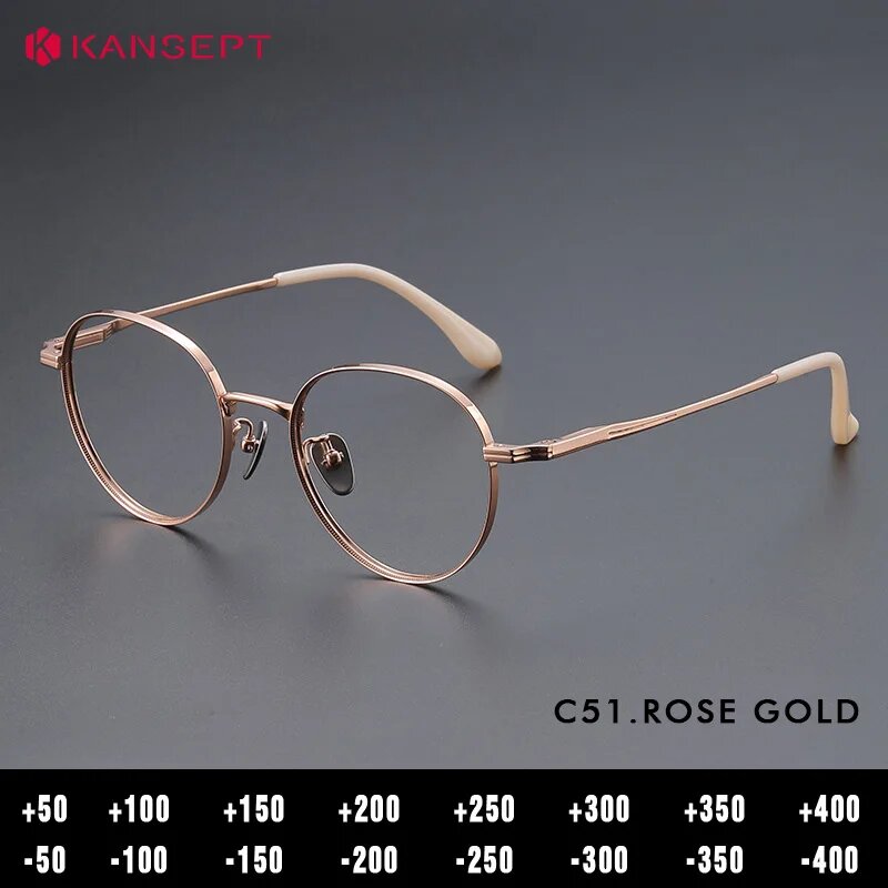 KANSEPT очки для близорукости из титана CT-266 ROSE GOLD, +250