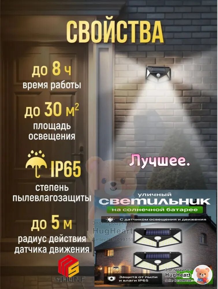 Уличный светодиодный прожектор на солнечной батарее с датчиком движения и освещения