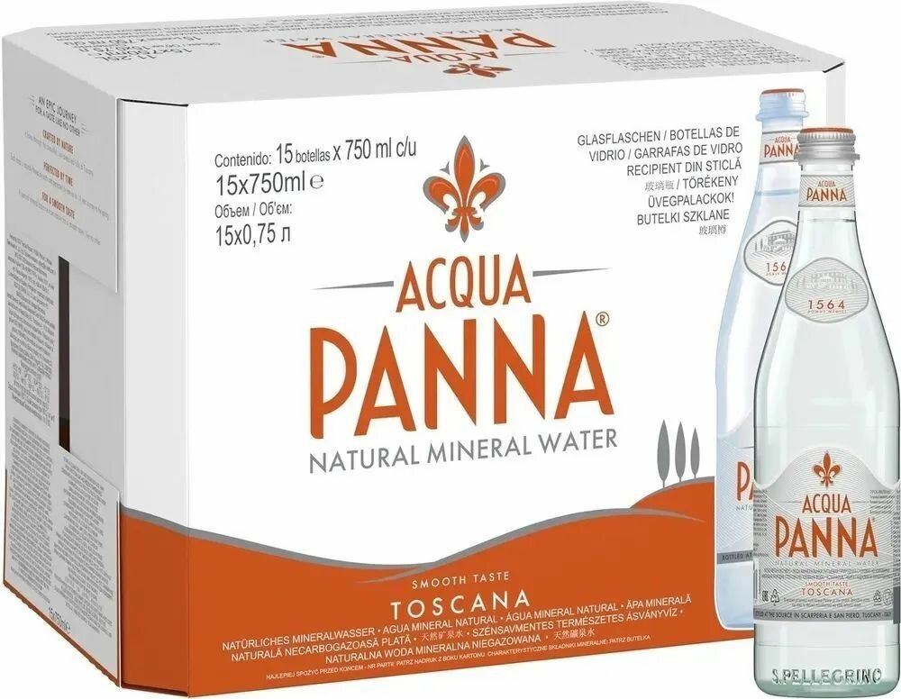 Вода минеральная негазированная Acqua Panna (Аква Панна), 0,75 л х 12 шт, стекло