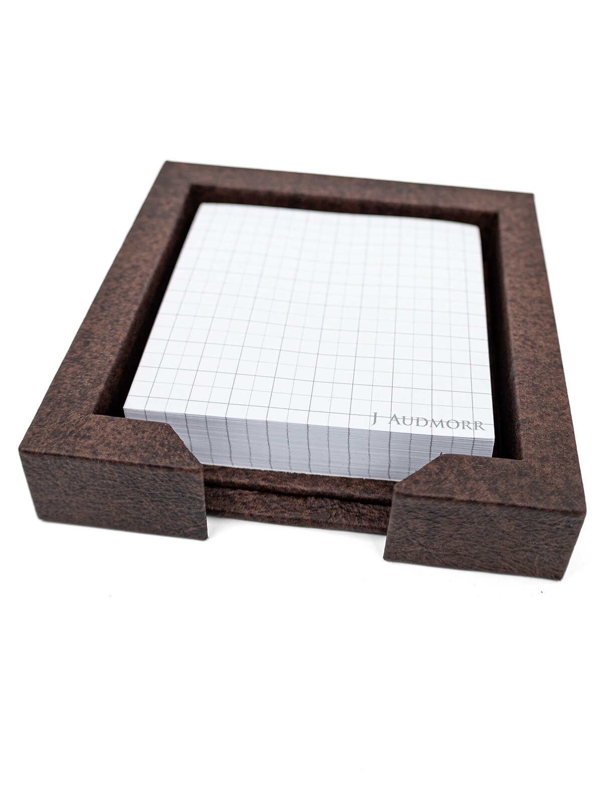 Кожаный лоток для бумажек и стикеров на рабочий стол с деревянной основой Ansty Woodland by J. Audmorr, коричневый