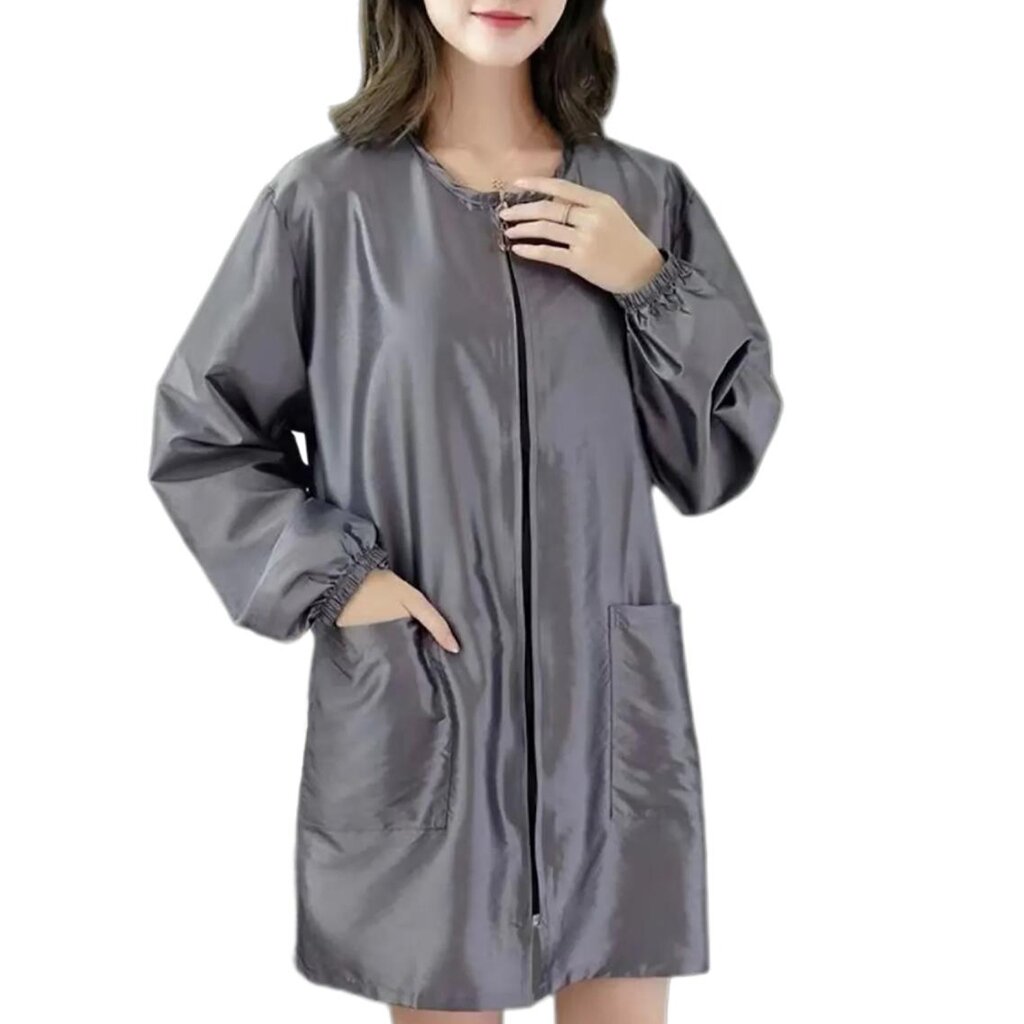 Не прилипает к волосам, защита от волос, комбинезон на молнии, серый с длинными рукавами