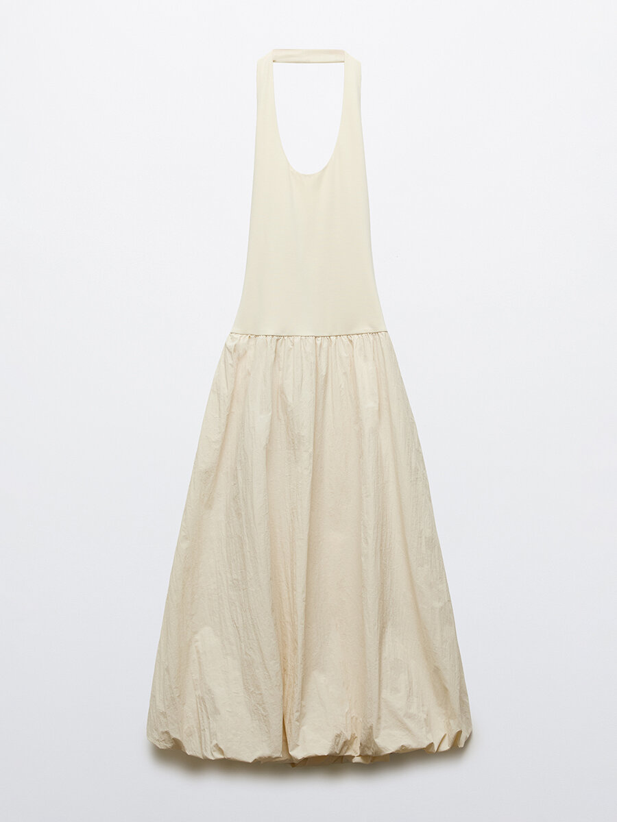 Платье облегающее с юбкой-баллоном