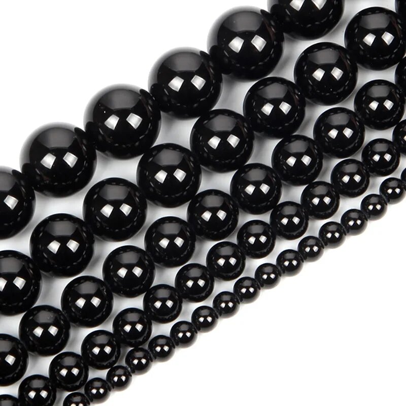 Натуральные бусины из агата, тигрового глаза и аметиста Черный, 6mm Approx 60pcs, 5A Black Agate