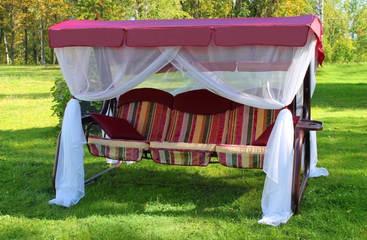 Качели садовые Мастак-3, с 1725, 4х местные, максимальная нагрузка 320кг, длина сиденья - 200 см, диаметр трубы 60мм