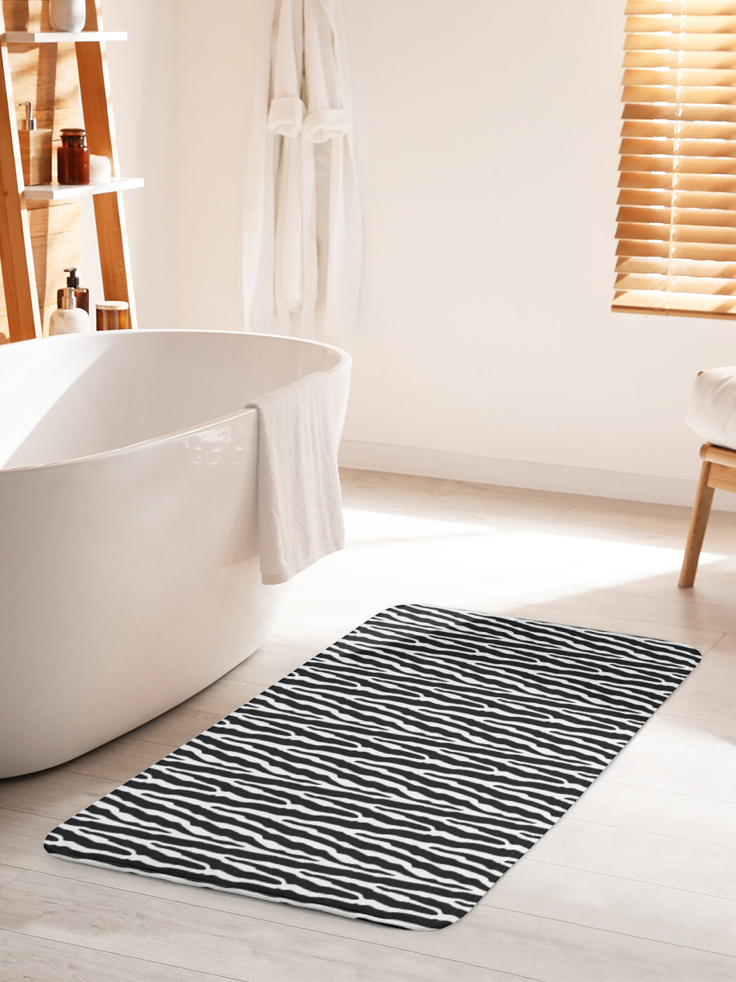 Коврик для ванной комнаты и туалета противоскользящий "Контрастное плетение" 60х100 см, JoyArty