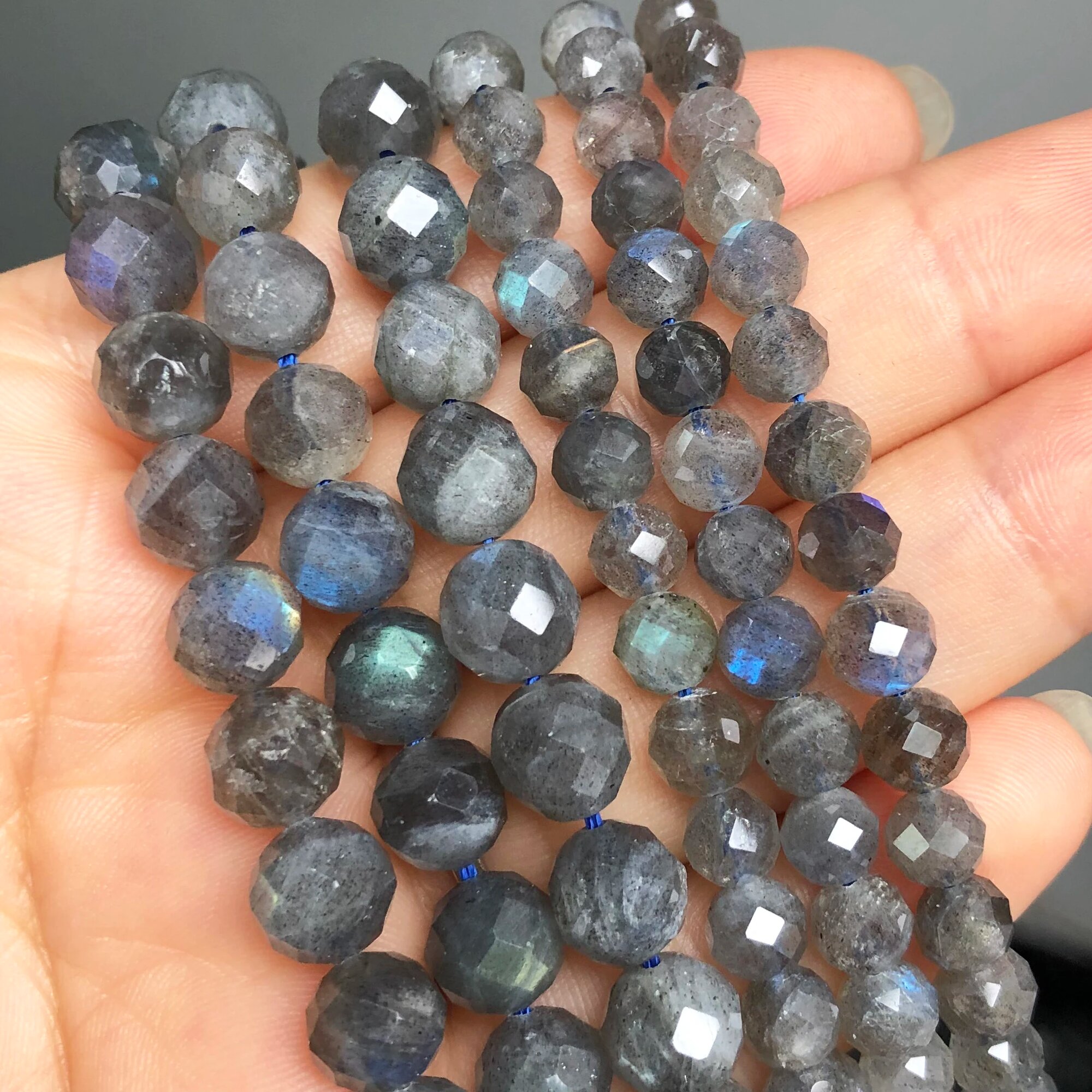 Натуральные серые лабрадоритовые бусины xilitata Темно-синий, 6mm (approx 30pcs), grey labradorite