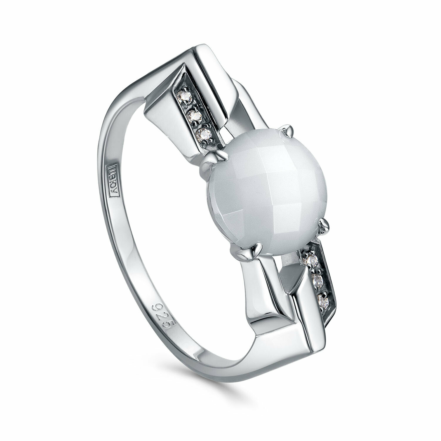 Кольцо, серебро, 925 проба, фианит, алпанит