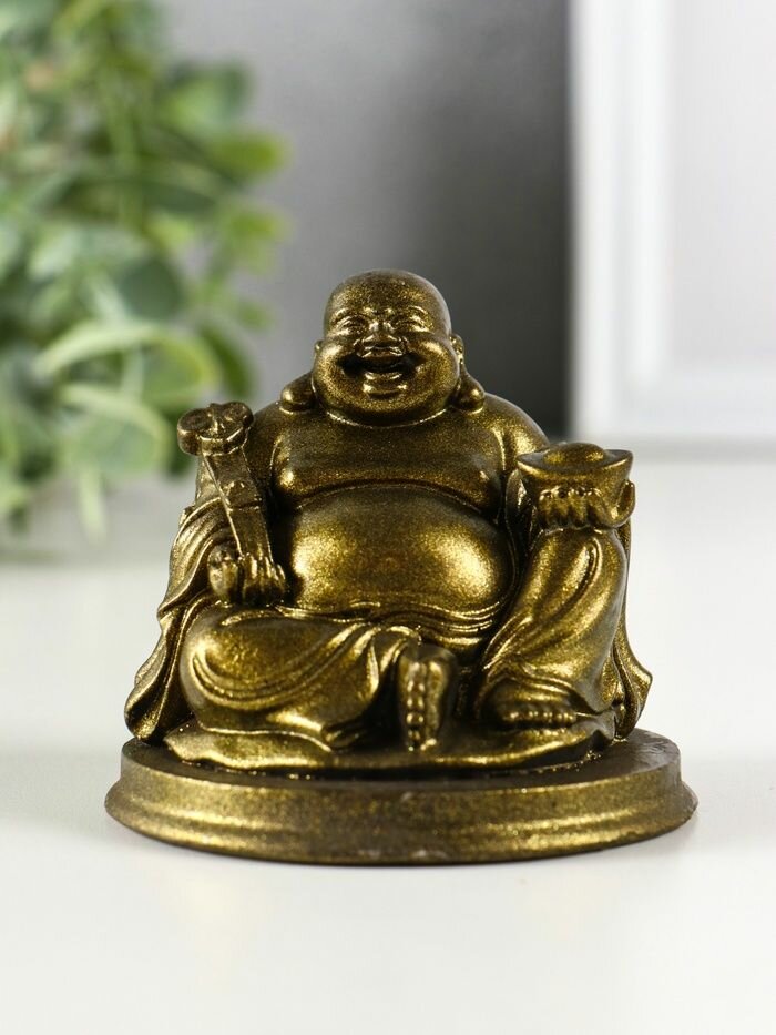 Фигурка гипс Счастливый хотей , 7 6.5 см, под латунь