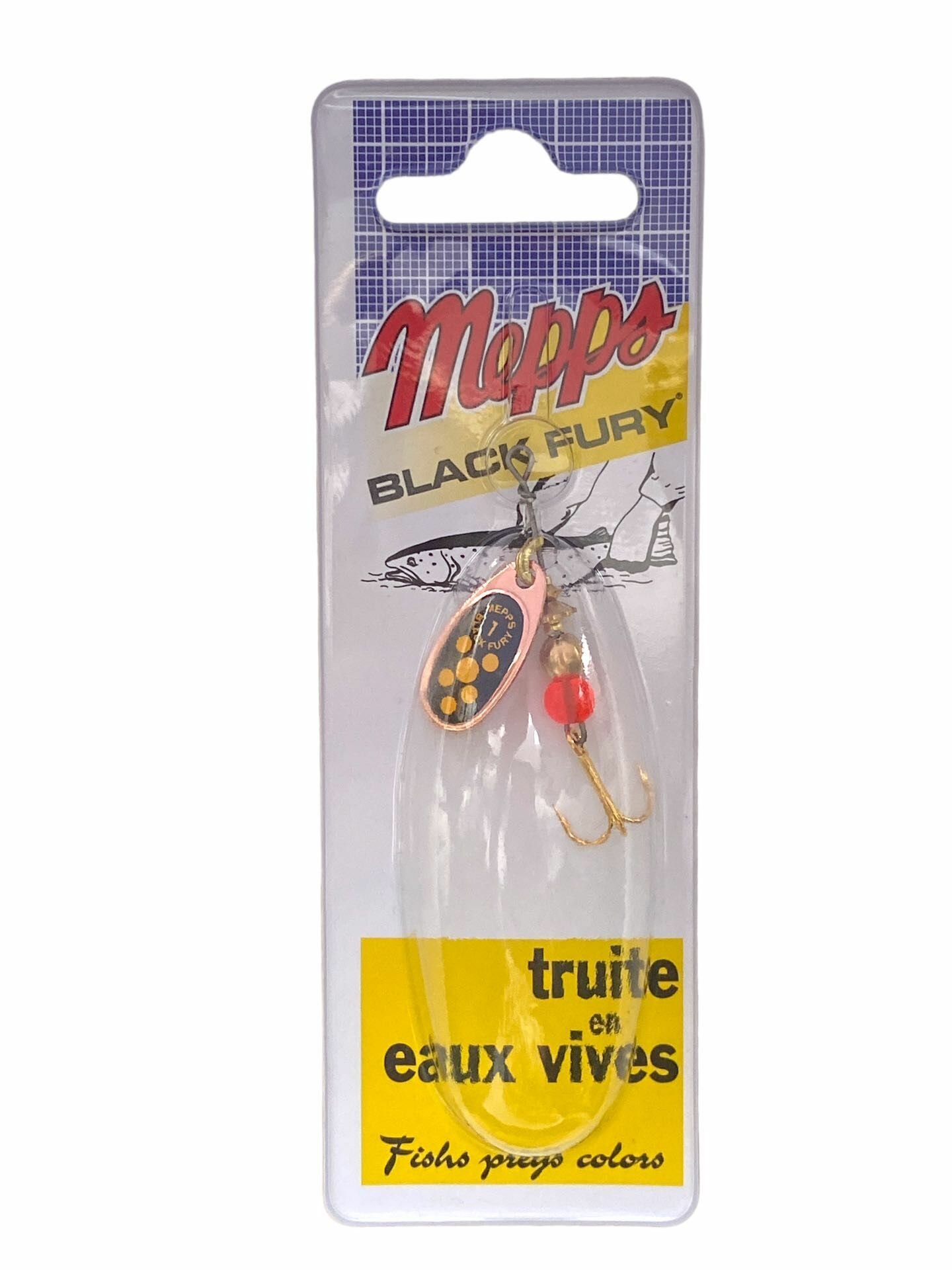 Блесна для рыбалки вращающаяся MEPPS "Black Fury JAUNE CU" №1 (3,5г) блистер