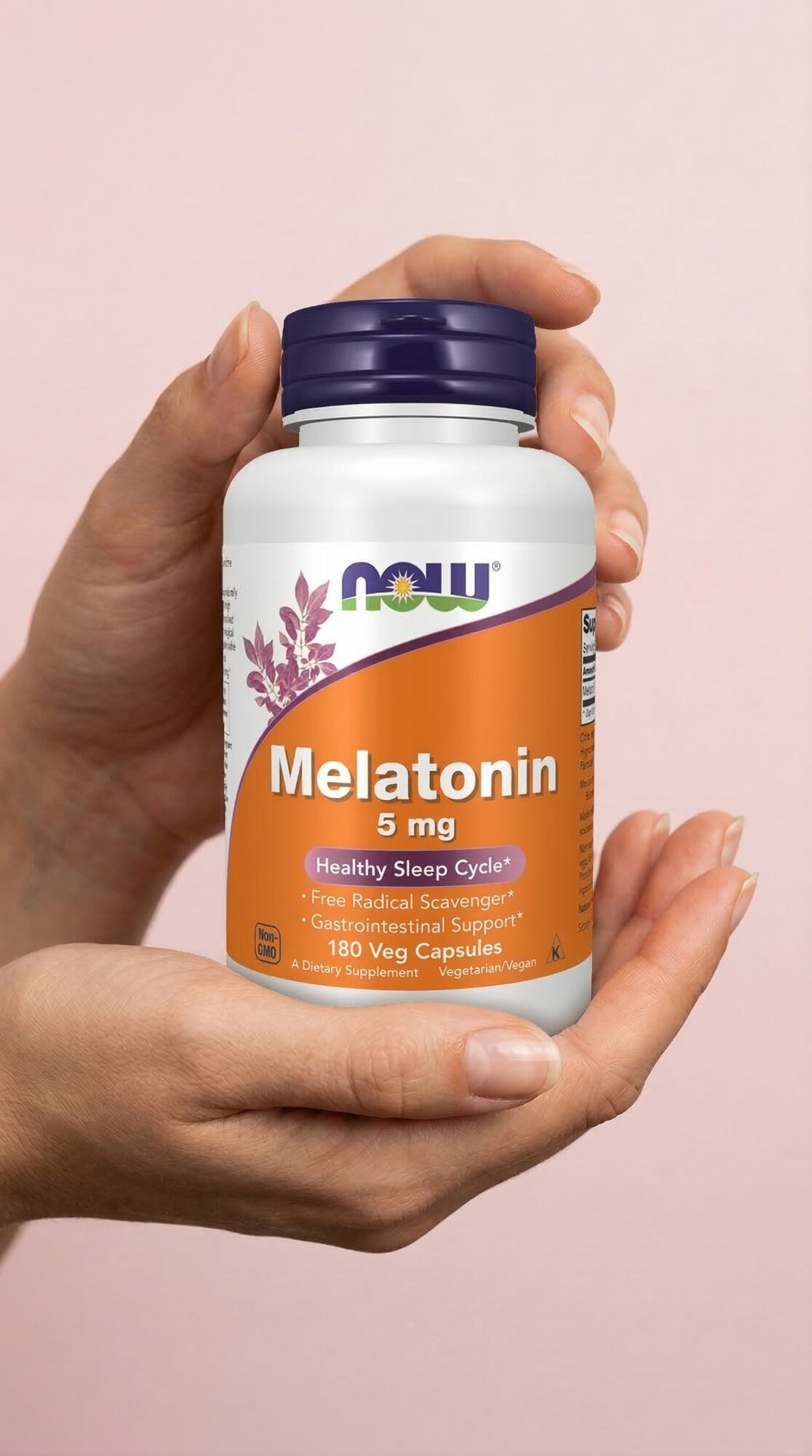 NOW Foods Мелтонин 5 мг – 180 капсул | для улучшения сна, поддержка биоритмов, ночной отдых, мелатнин формула