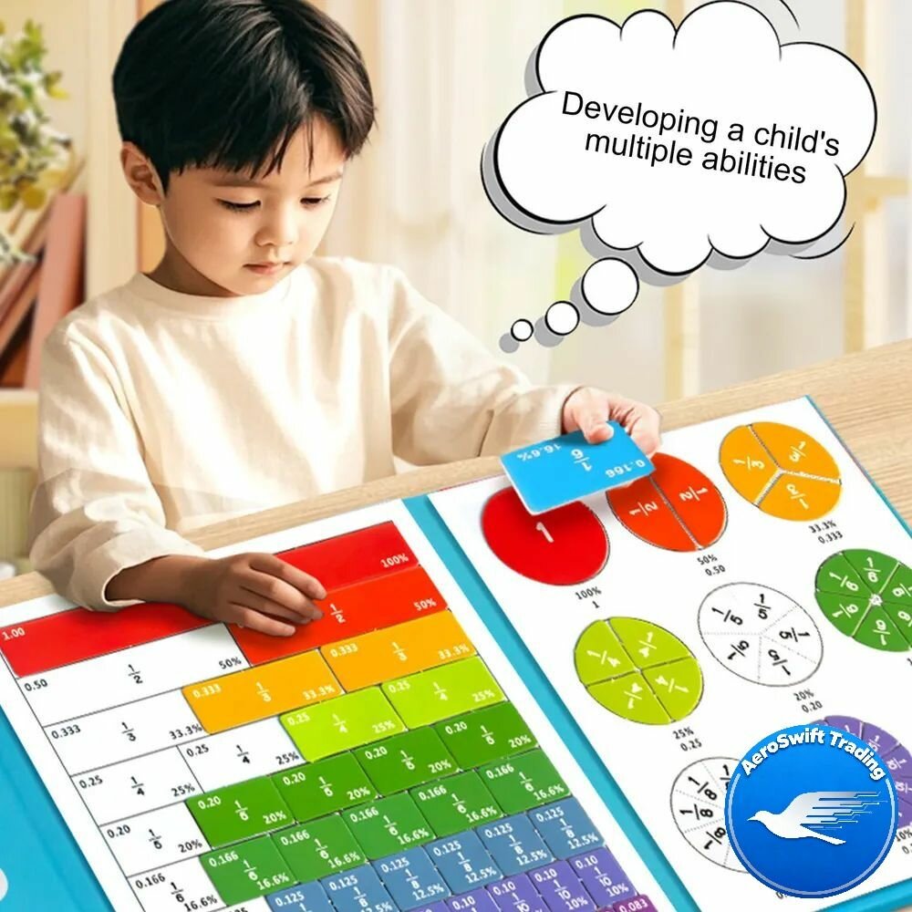Образовательная головоломка с магнитными дробями и кругами для детей