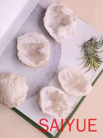 Натуральная жеода горного хрусталя 3-4cm белый кристаллический грот для очистки энергии