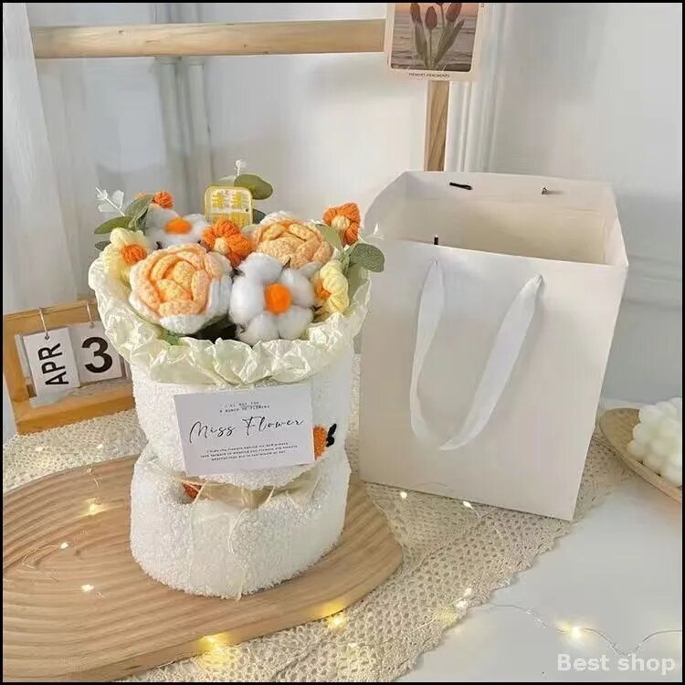 Букет из игрушек "Мишки" из ткани, светло-желтый, 20 см, 300 г — фото 1