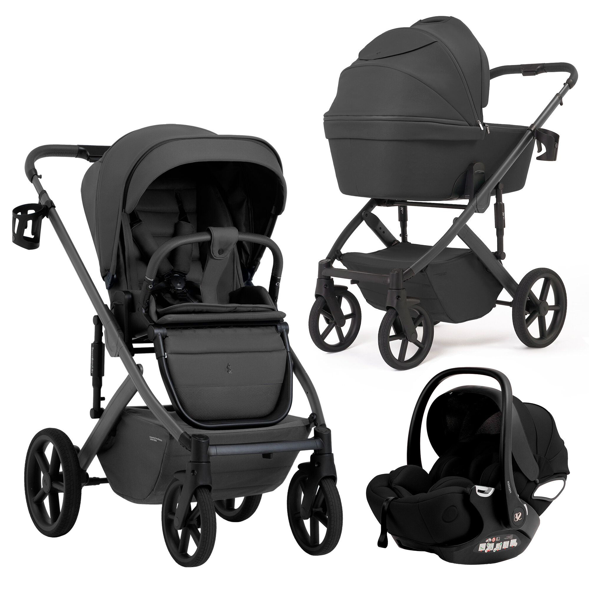 Детская коляска 3в1 Sweet Baby Dolce, цвет Dark Grey SBL (Графитовый)