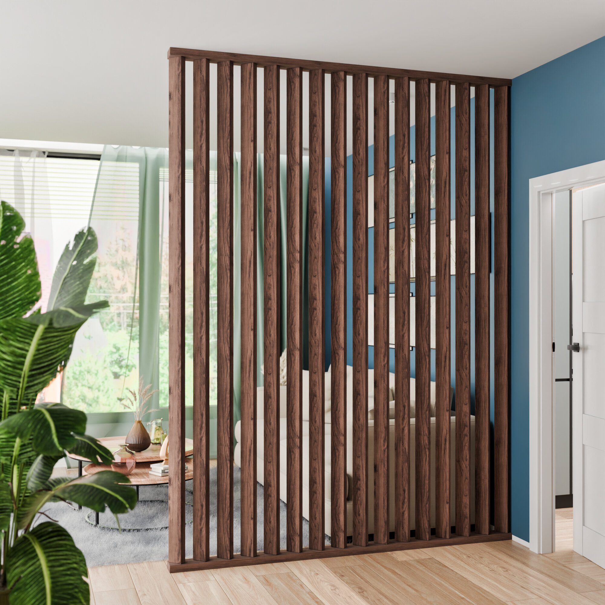 Реечная перегородка для зонирования пространства, 2004 мм, Дуб Катания