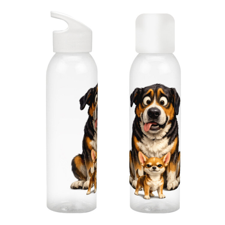 Бутылка для воды «Большая собака и маленький щенок» (белый)