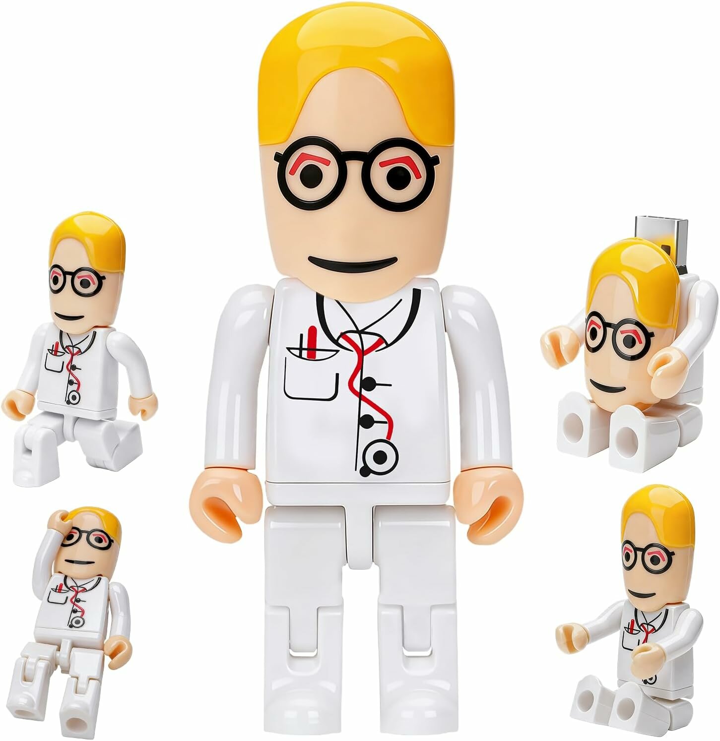 Флешка USB 512 ГБ в виде мультяшного доктора, USB-накопитель, USB 2.0, для внешнего хранения данных, белая