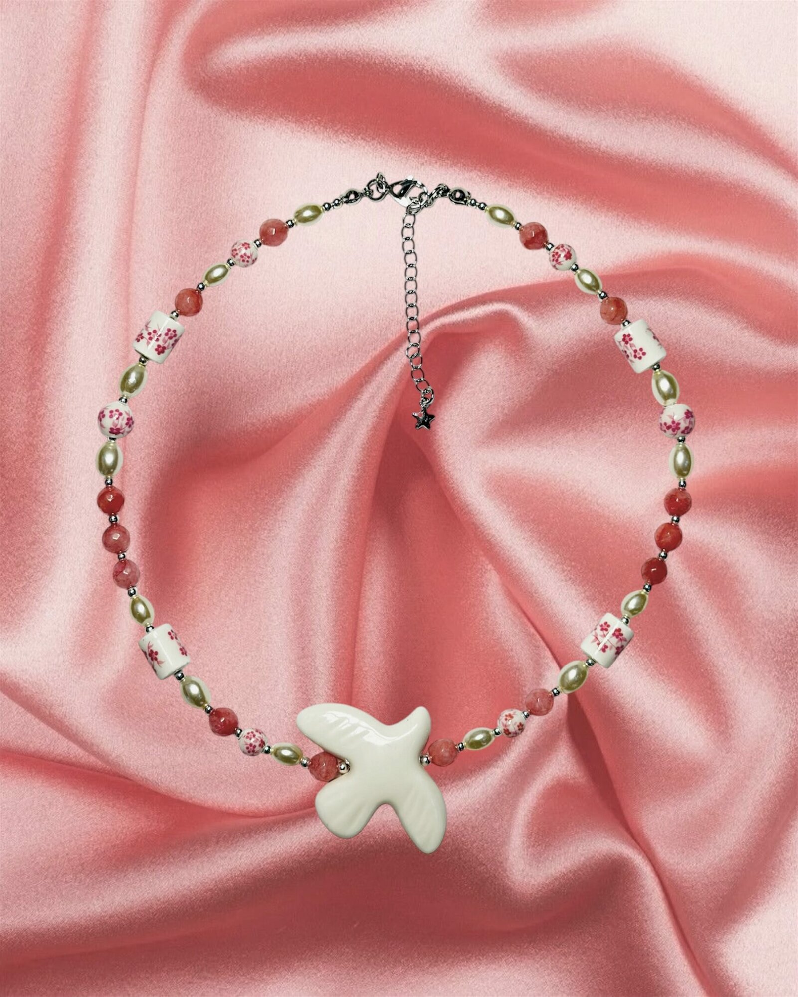 Бусы, жемчуг пресноводный культивированный, керамика, гематит