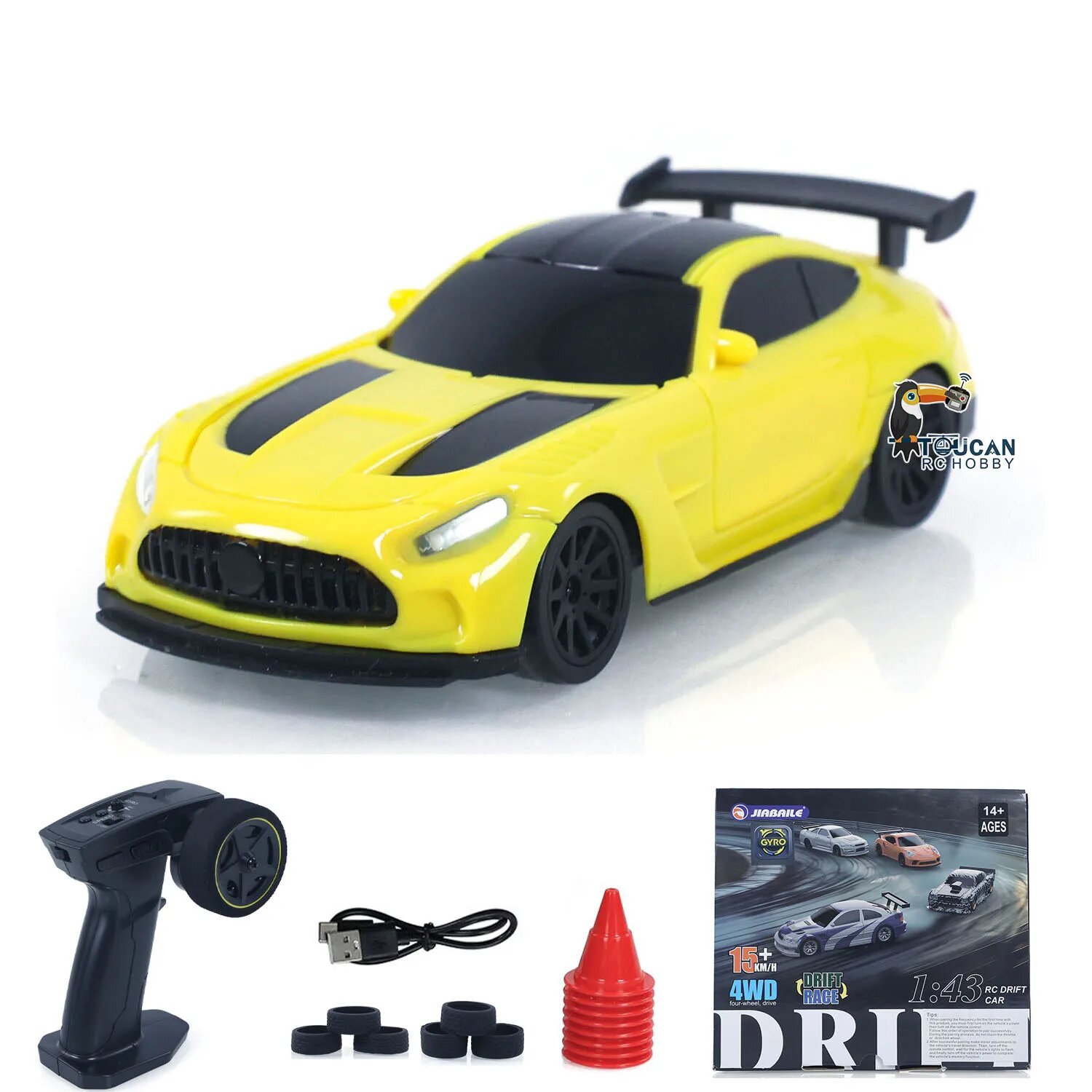 Радиоуправляемый дрифт-кар TOUCAN RC HOBBY 1/43 4WD Желтый, Gyro 4310