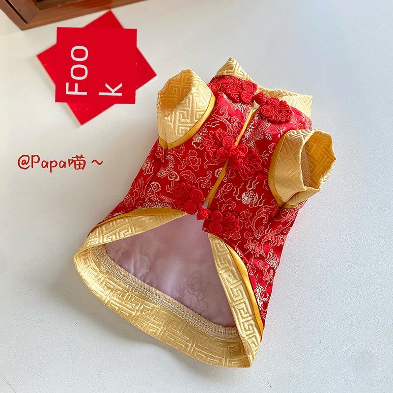 Новогодний костюм Тан для кошек и собак, одежда для домашних животных, жилет династии Хань в китайском стиле,