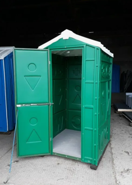 Туалетная кабина без бака с ровым полом от производителя, цвет зеленый из первичного пластика