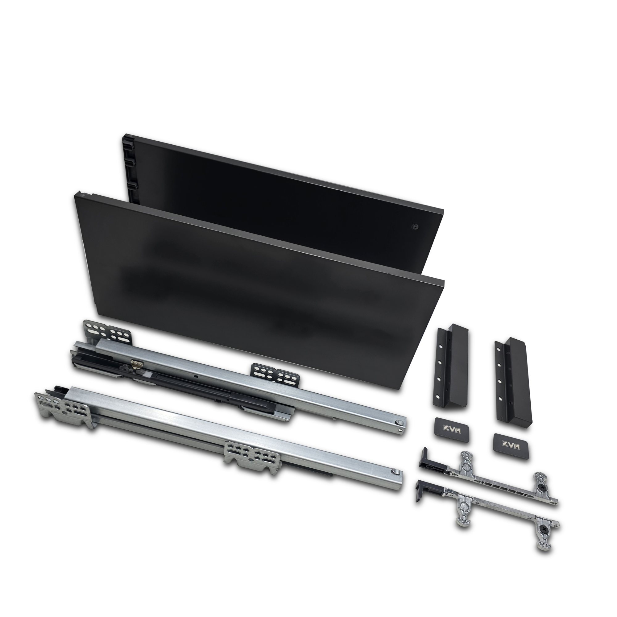 SlimBox EVA 199×450мм графит — комплект ящика для выдвижного механизма EVA Lift FLAP, частичное выдвижение с доводчиком