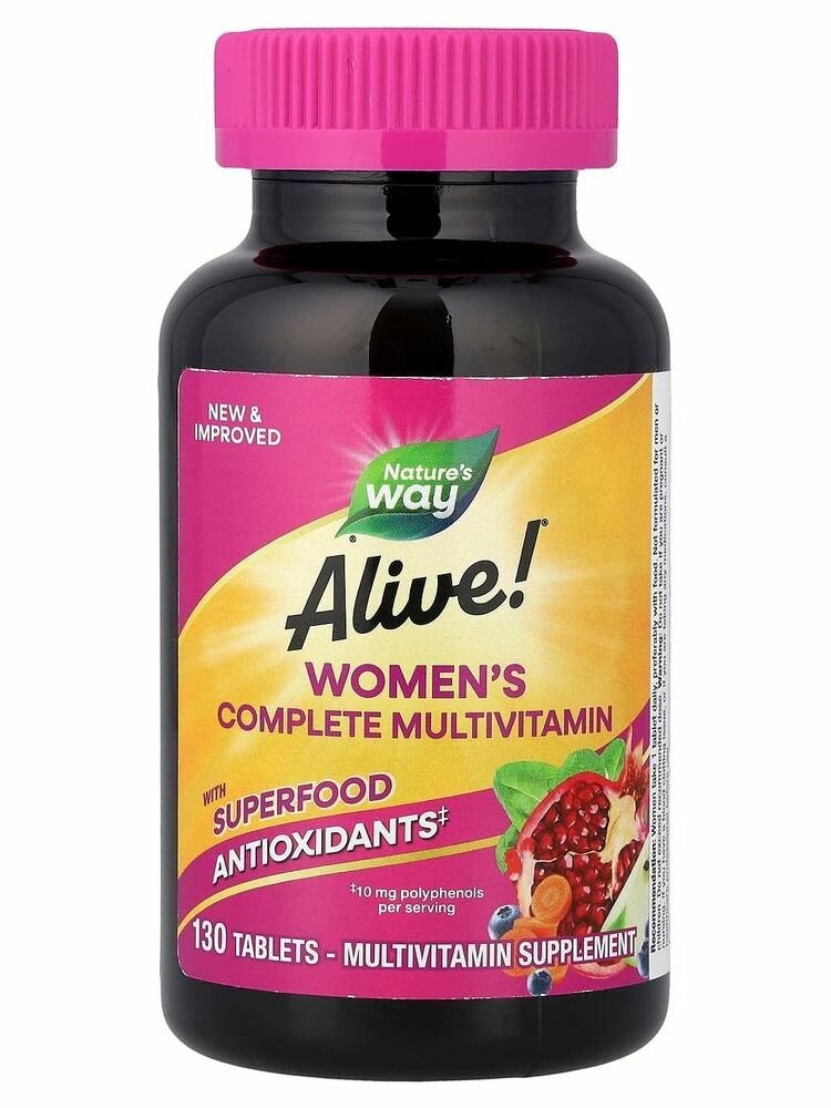 Полный мультивитаминный комплекс для женщин от Alive, 130 таблеток, Nature's Way