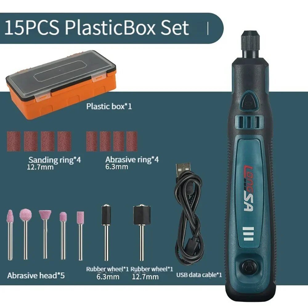 Мини-шлифмашина 5000-10000-15000 об/мин 15PCS PlasticBox Set