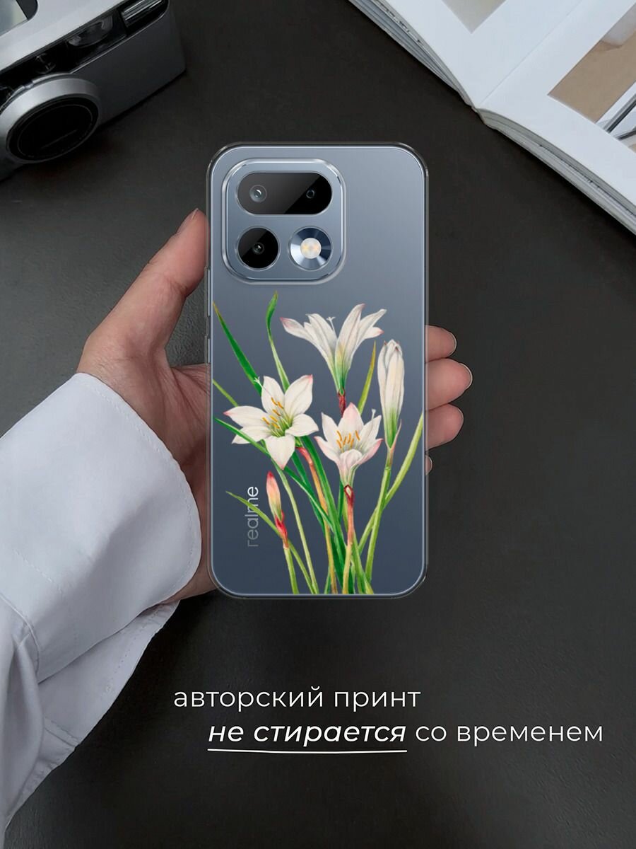 Чехол на Realme 16 Pro / Реалме 16 Про с принтом White lily, прозрачный — фото 1