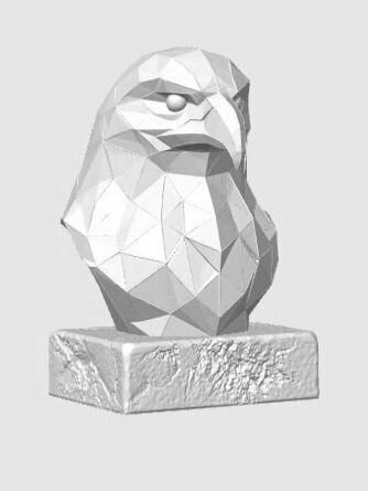 Эксклюзив! Бюст Низкополигонального Орла (10см, белый матовый) - подарок, талисман