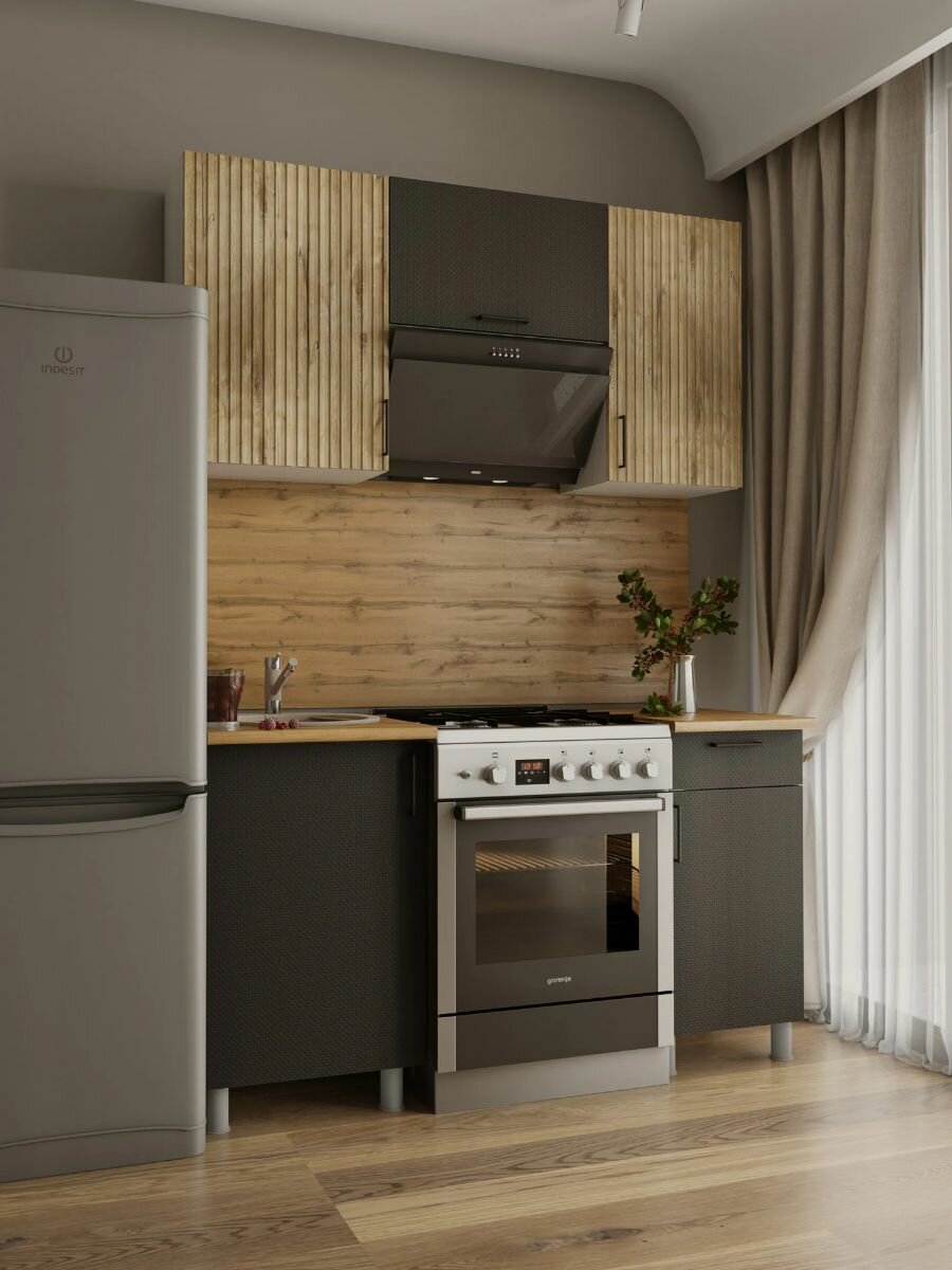 Кухонный гарнитур (кухня) Кантри 1.6 м с окапом, МДФ/ЛДСП, 1600х2160х430, тэкс