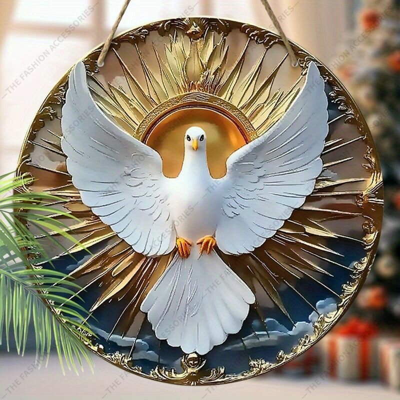 2D плоский христианский голубь деревянная подвесная табличка