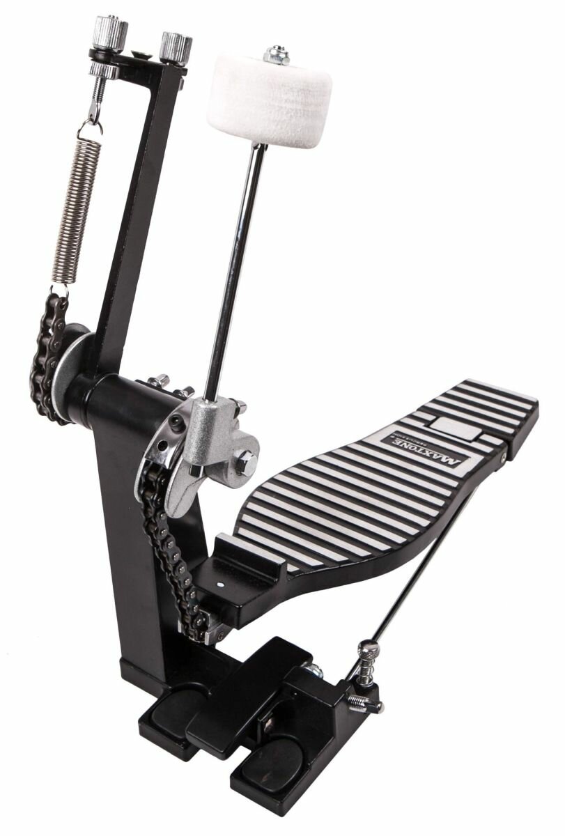 Maxtone TFL-315N Педаль для бас-барабана на вилке, цепной привод, фетровая цилиндрическая колотушка