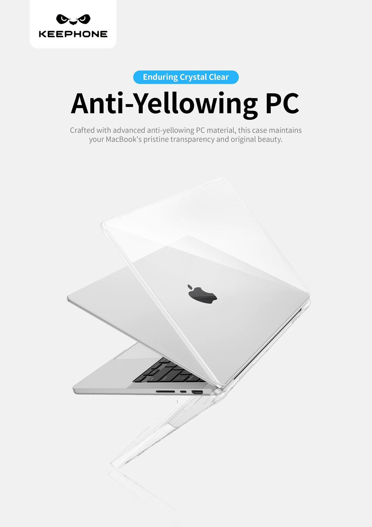 Чехол для MacBook PRO 16.2 (2021-2025) Keephone VOCOO CRYSTAL Case, Прозрачный глянцевый