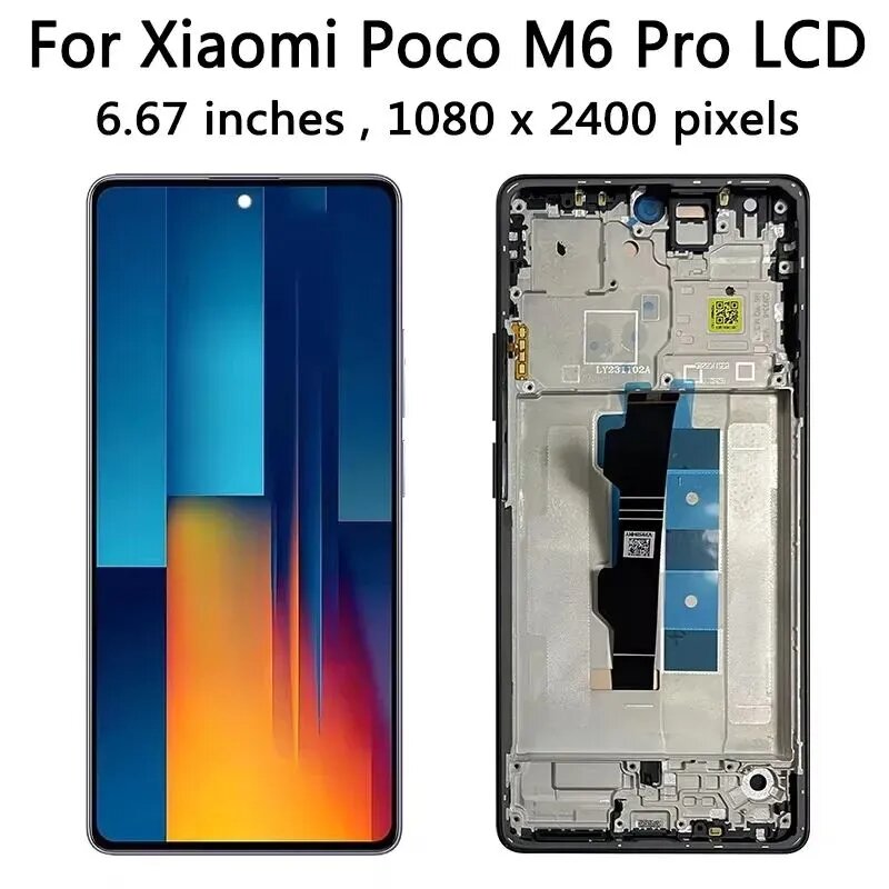6.67 дюймов AMOLED для Xiaomi Poco M6 Pro 4G, 2312FPCA6G, LCD дисплей с рамкой, сенсорный экран, сборка панели дигитайзера, фиолетовый