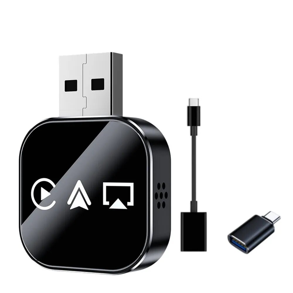 Беспроводной адаптер Carplay 3-в-1 Smart Airplay Android Auto USB-адаптер, проводной, подключается по принципу Plug Play.