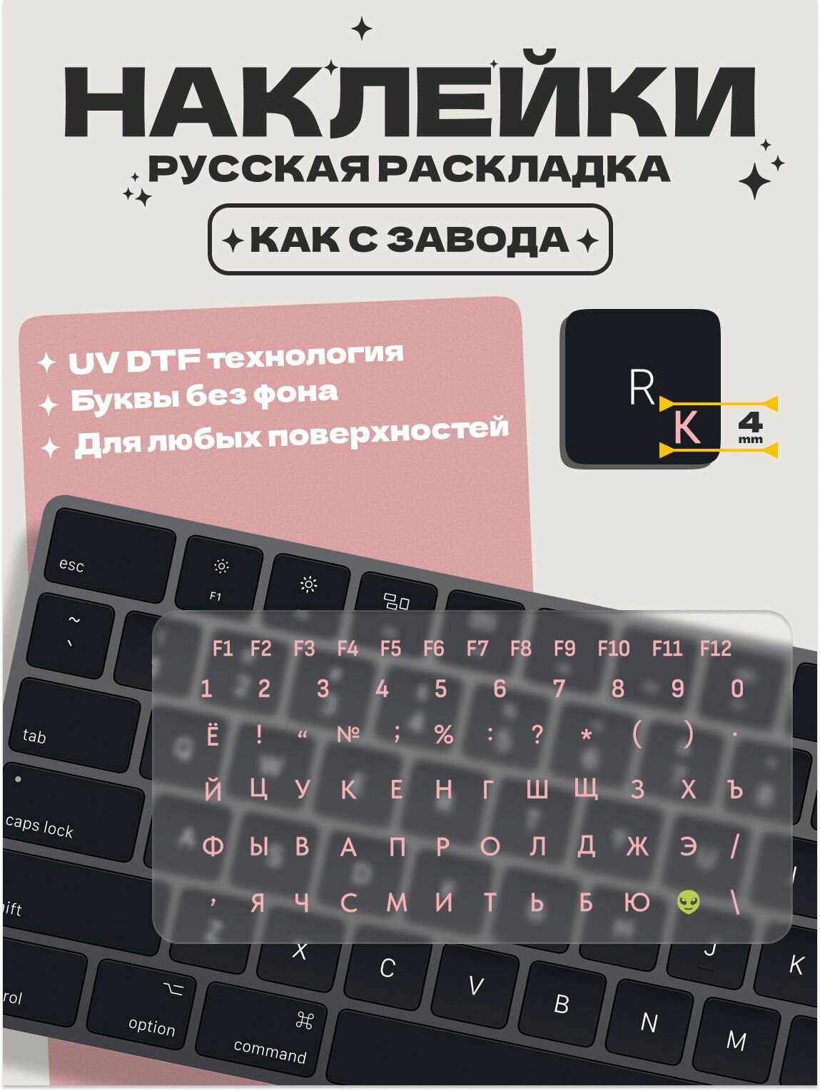 Наклейки на клавиатуру с русскими буквами и цифрами без фона