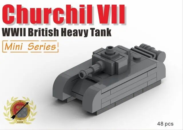 MOC Мини-танки: Churchill VII, WWII, 48 деталей, небесно-голубой