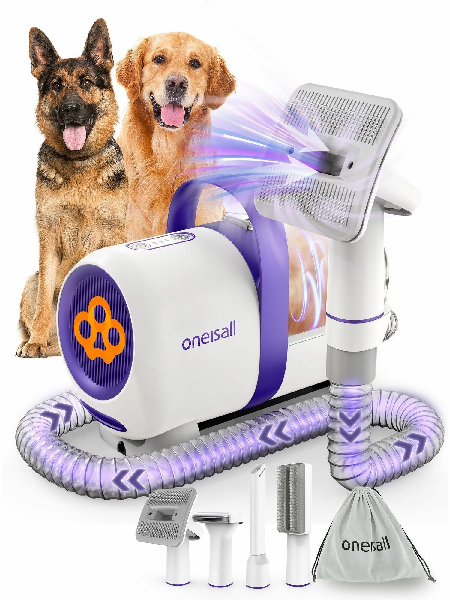 ONESIALL Фен компрессор c пылесосом для сушки животных: кошек, собак.