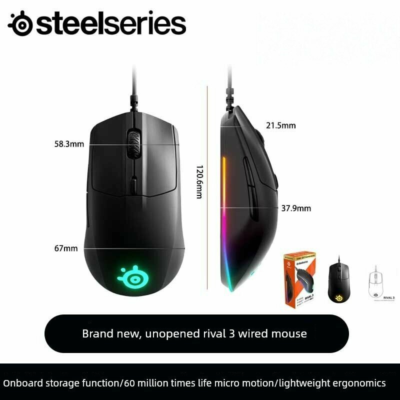 Игровая мышь SteelSeries Rival 3 проводная и беспроводная, легкая, для маленьких рук, специально разработана для PUBG.