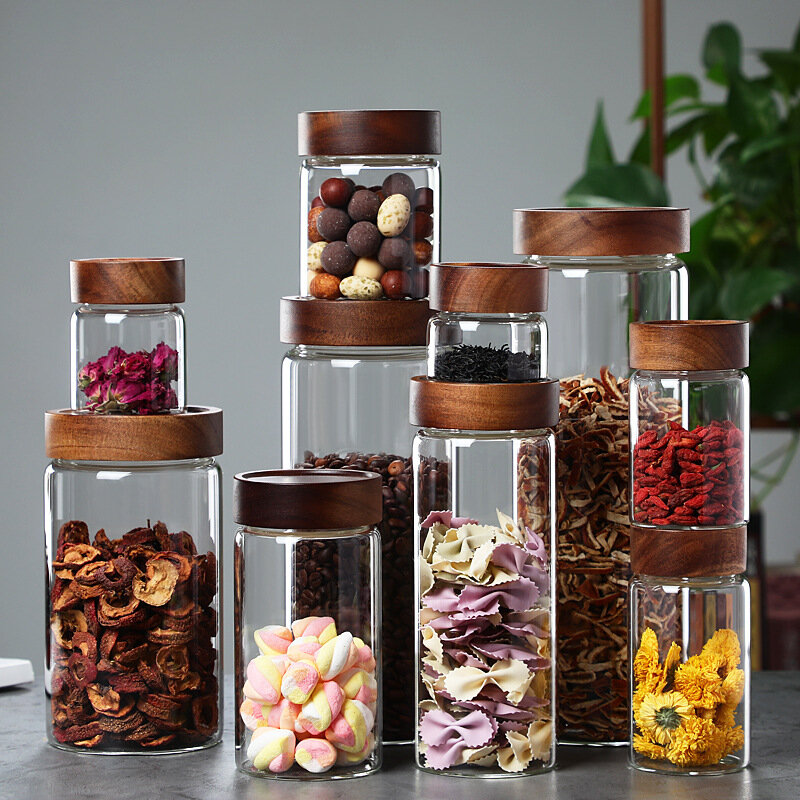 Стеклянный герметичный контейнер для зерен, чая и кофе - 6,0 см x 10,0 см, герметичная кухонная емкость