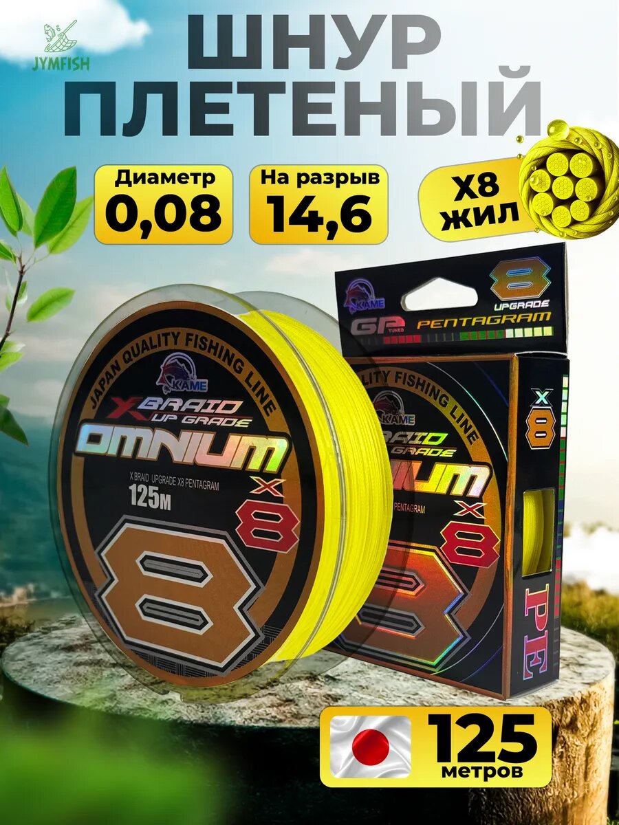 Шнур для спиннинга, плетенка микроджиг OMNIUM X8 - 0.08