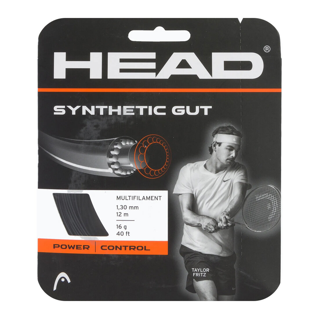 Струна для тенниса HEAD 12m Synthetic Gut, Black, диаметр 1.25
