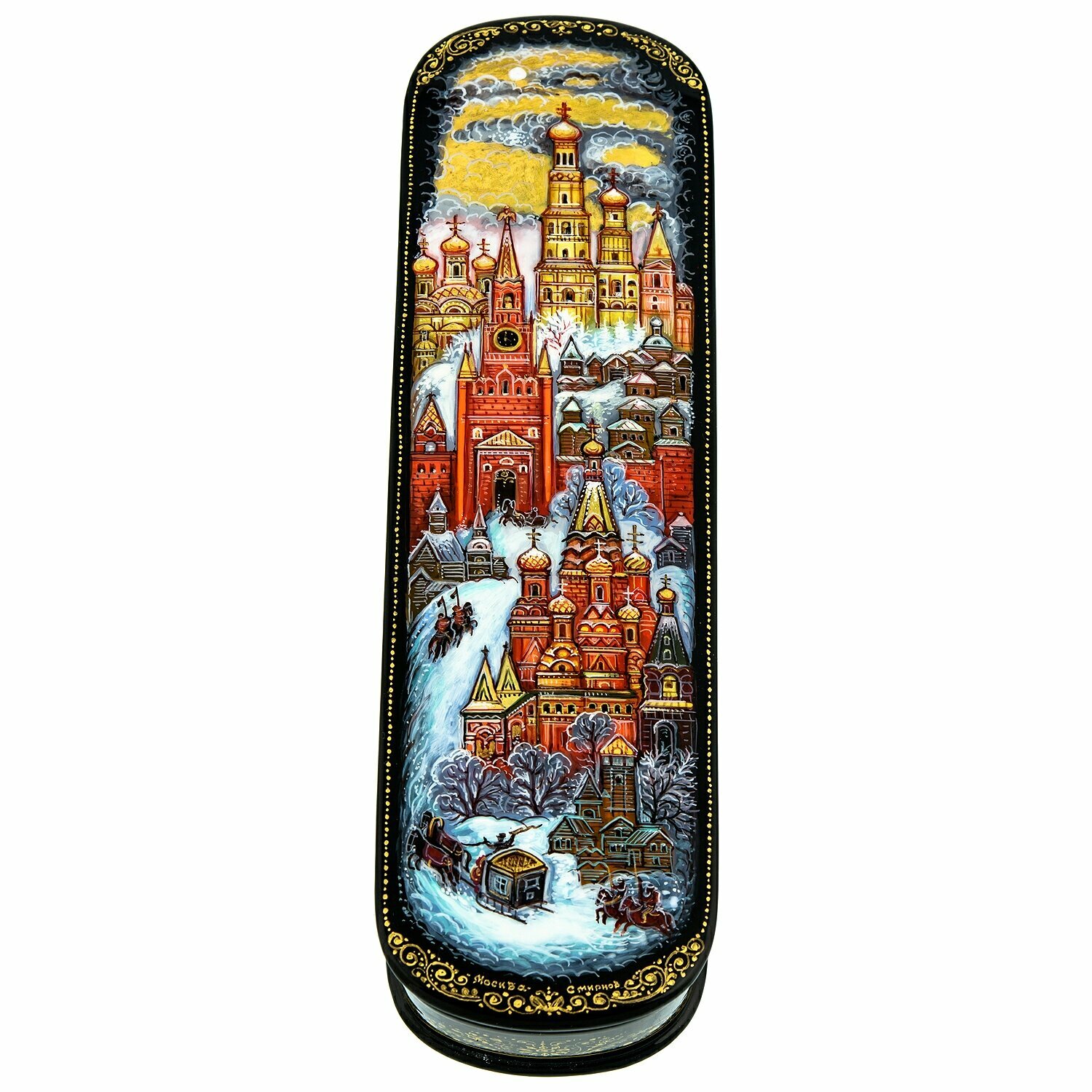 0074666 Лаковая миниатюра Шкатулка "москва" 20*06 см 1509