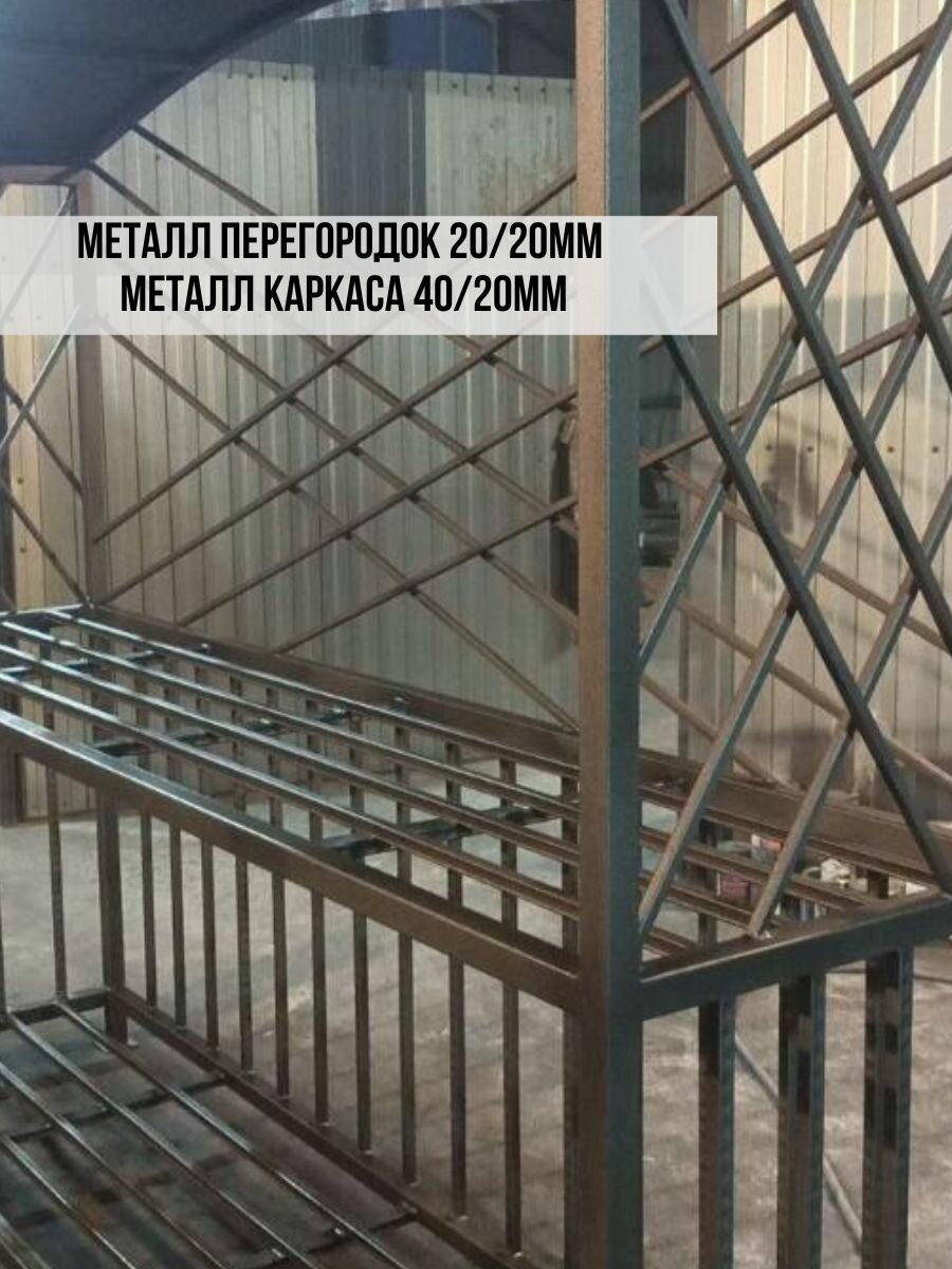 Дровница Mangal Gold, металл, для бани/дома, 200 см х 50 см х 200 см, коричневая — фото 1