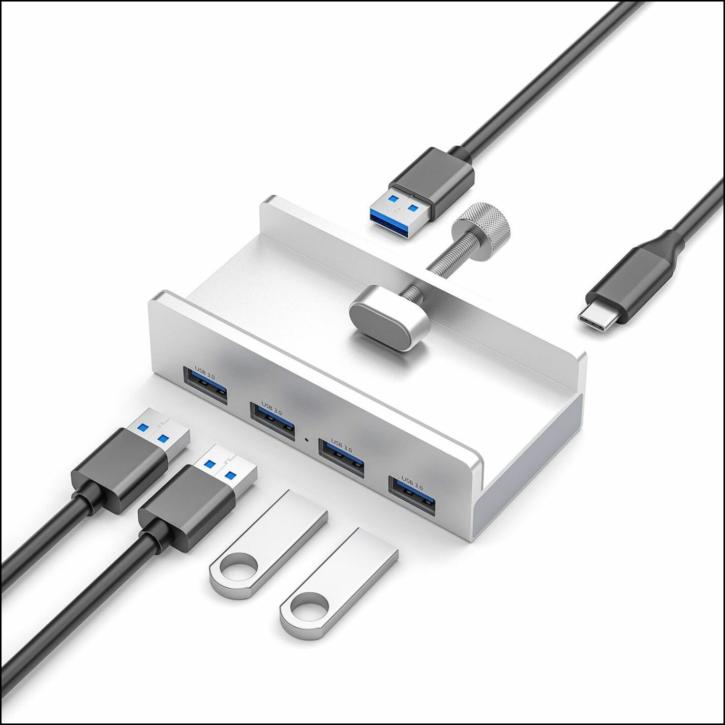 4xUSB разветвитель / USB - хаб Пристегивающийся дизайн для крепления на стол или к монитору