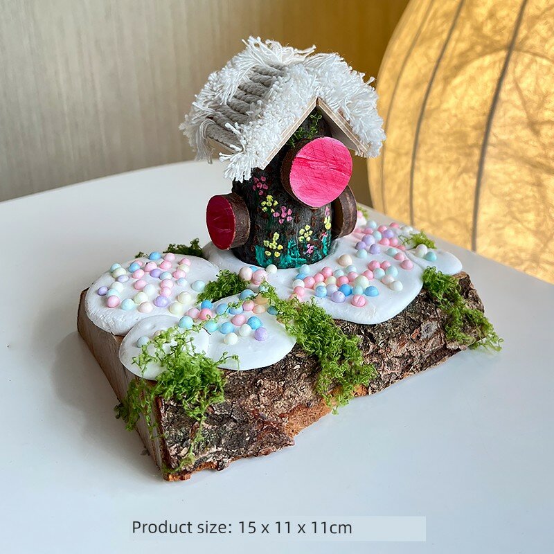 Комплект для творчества с снежным домиком для детского сада, натуральные высушенные ветки и деревянные куски, зимняя